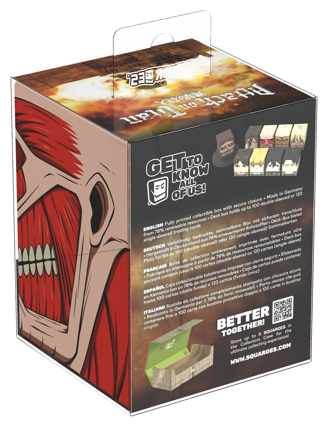 Ultimate Guard - Squaroes 100ct Deck Box - Attack on Titan - COLOSSAL ...